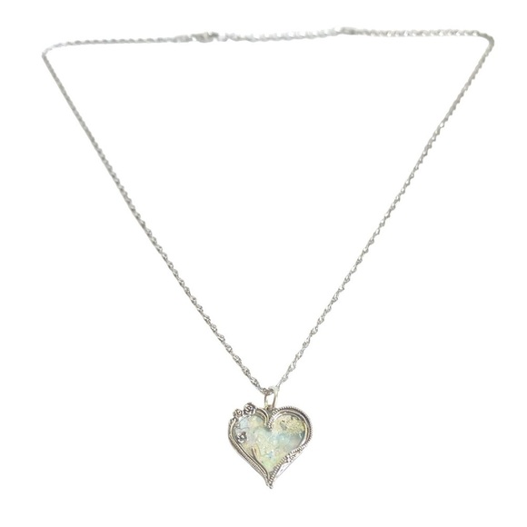 Stauer | Jewelry | Stauer Roman Glass Necklace Sterling Silver Heart ...